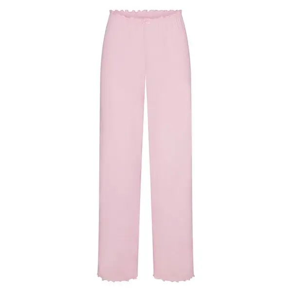Skims Logo Pointelle Straight Leg Pant - Cherry Blossom | Editorialist